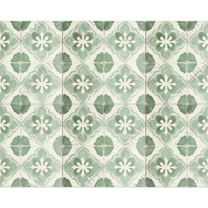Green Patterned Ceramic Tile - Unique Patterned Green Kitchen ...