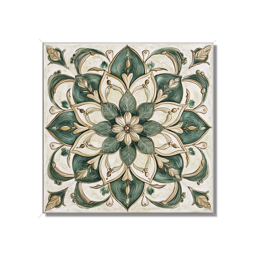 Green Ceramic Tile Vintage Design Tile - Unique Green Kitchen ...