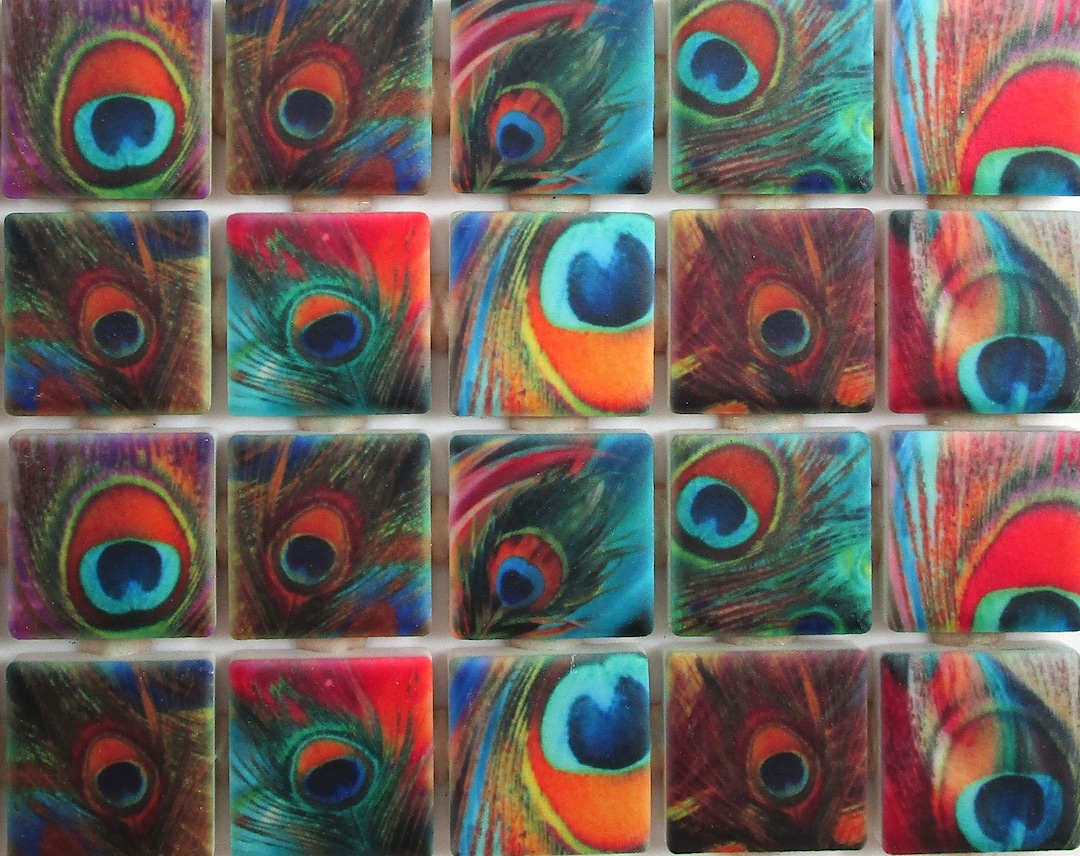 Peacock Feathers Designs Mixed Mosaic Tile Pieces - Ceramic Mosaic ...