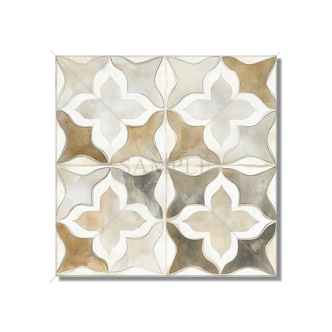 Vintage Neutral Tones Ceramic Tile Unique Patterned Kitchen Backsplash ...