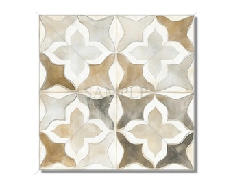 Neutral Tones Patterned Ceramic Tile - Light Brown Kitchen Backsplash ...