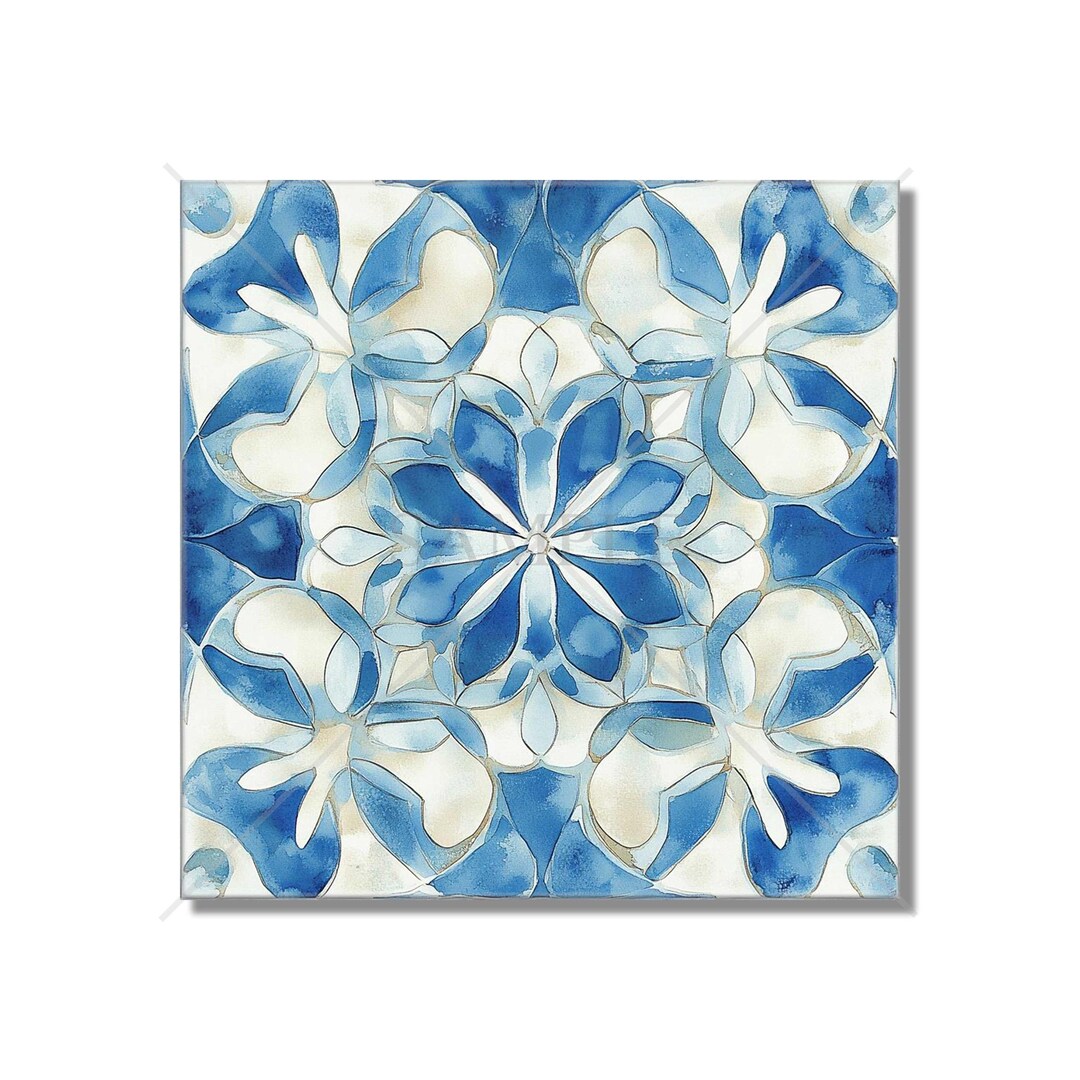 Blue and Beige Ceramic Tile - Blue Unique Kitchen Backsplash Tile ...