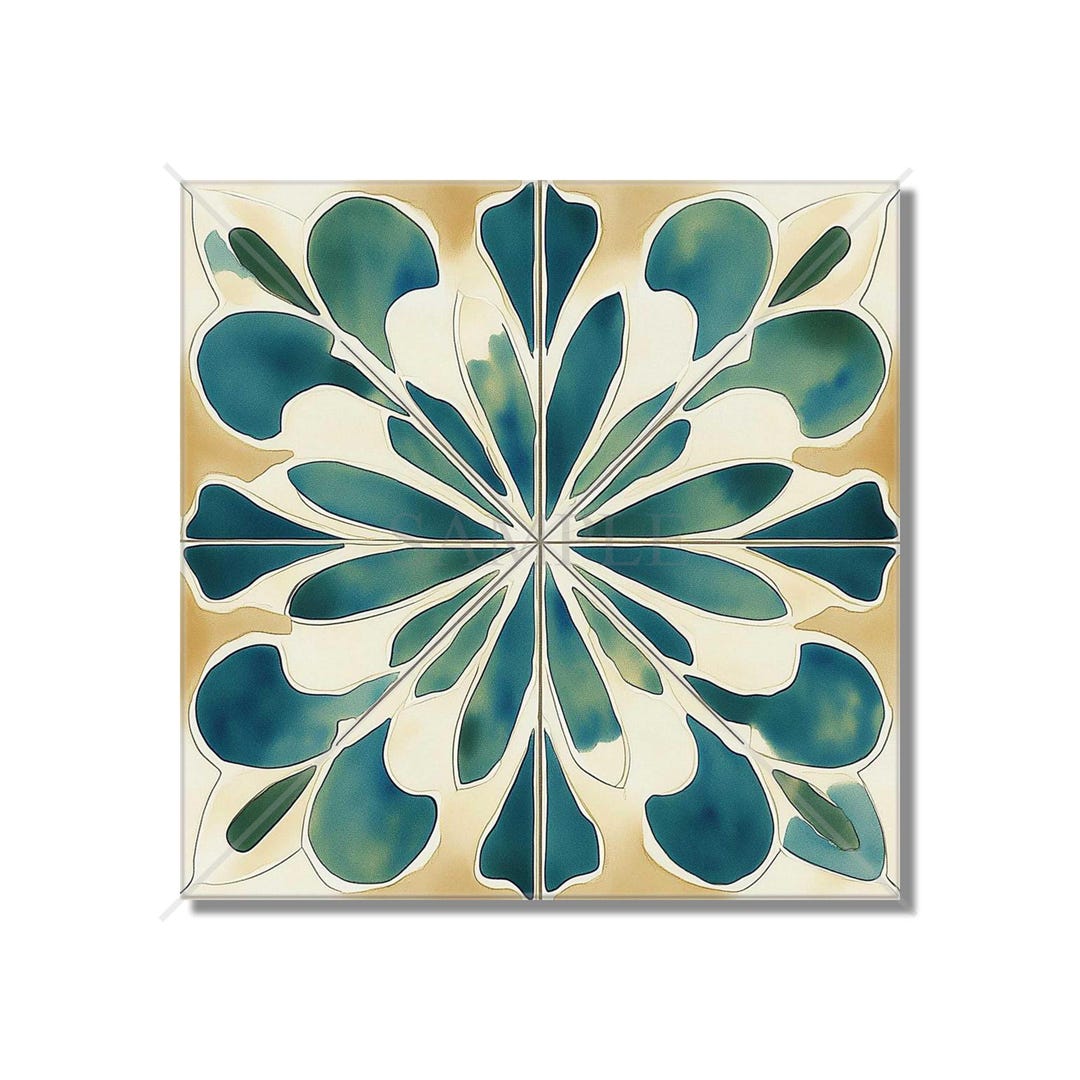 Blue Green Ceramic Tile - Vintage Moroccan Tile Design - Unique Kitchen ...