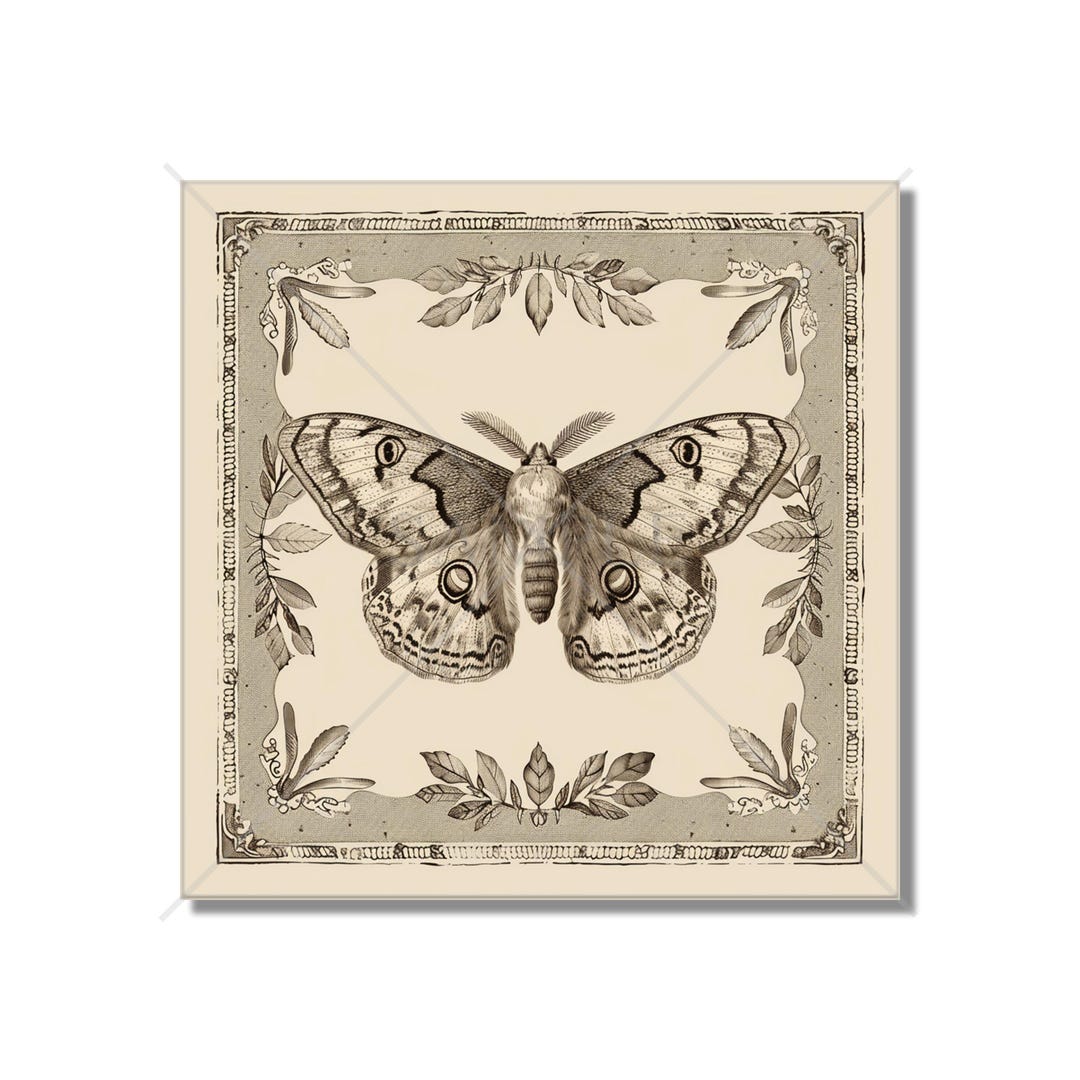 Vintage Moth Design Ceramic Tile - Kitchen Backsplash Tile - Bathroom ...