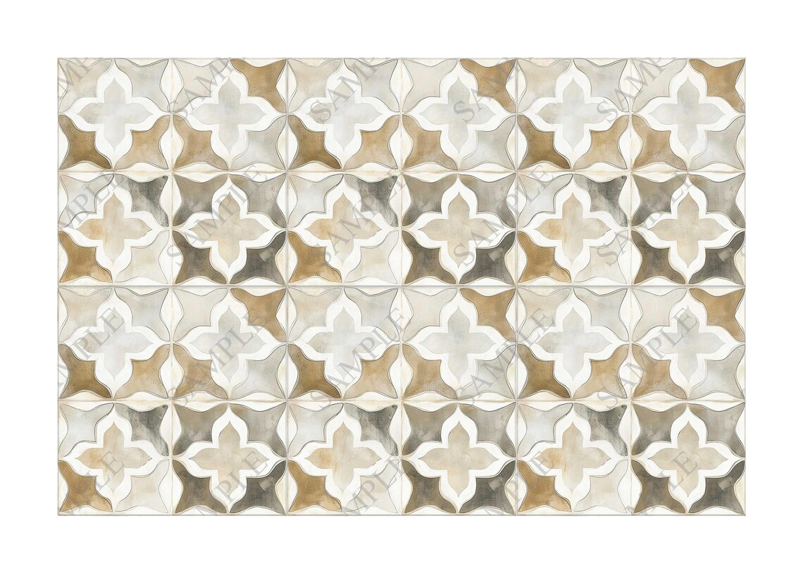 Vintage Neutral Tones Ceramic Tile Unique Patterned Kitchen Backsplash ...