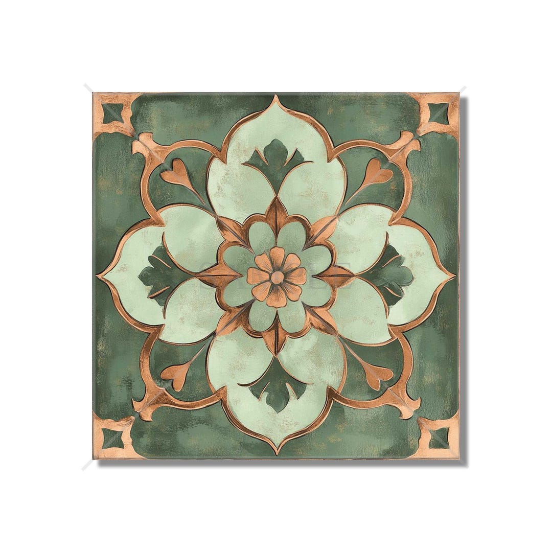 Aged Green Copper Ceramic Tile - Vintage Aged Design Tile - Unique ...