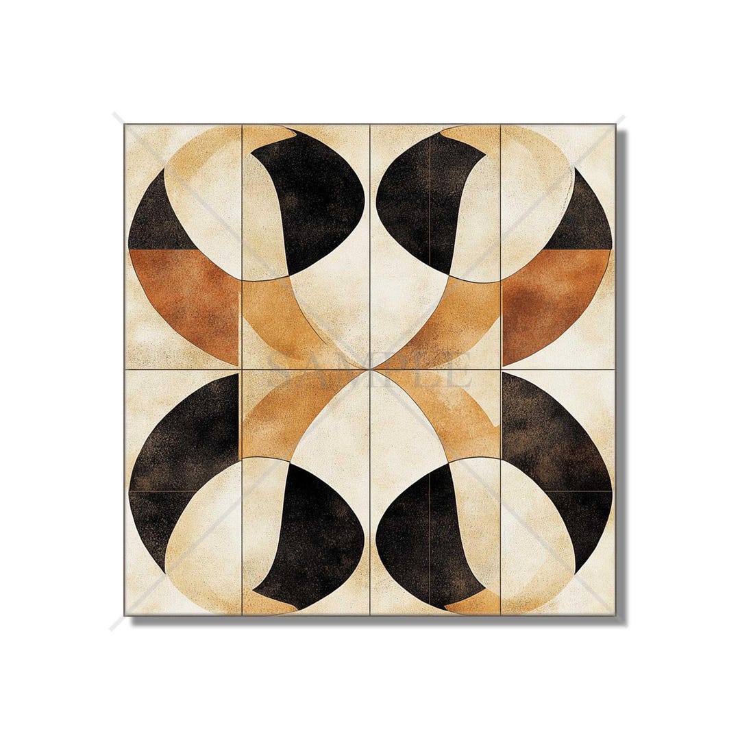 Black and Tan Patterned Ceramic Tile - Patterned Kitchen Backsplash ...
