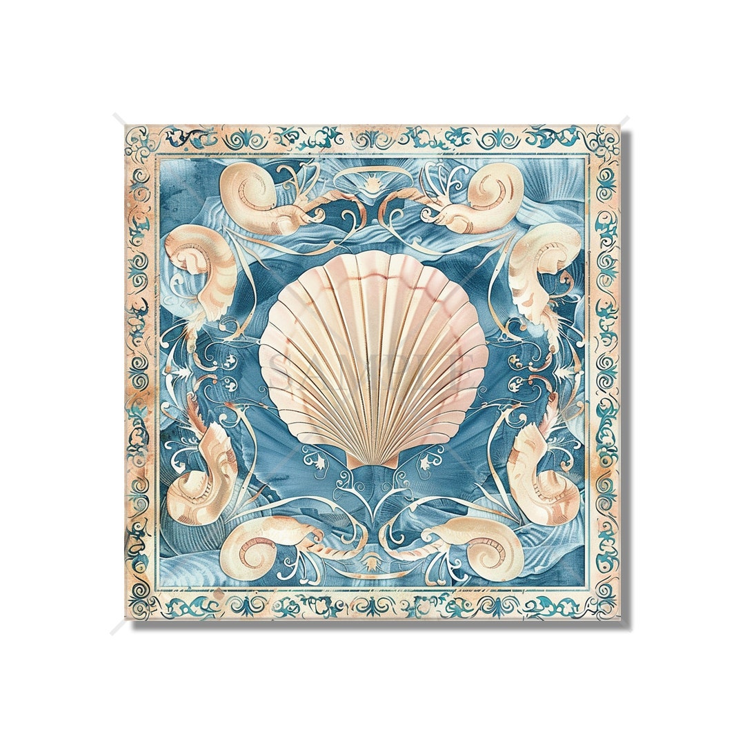 Beach Shell Design Ceramic Tile - Beach Kitchen Backsplash Tile - Beach ...