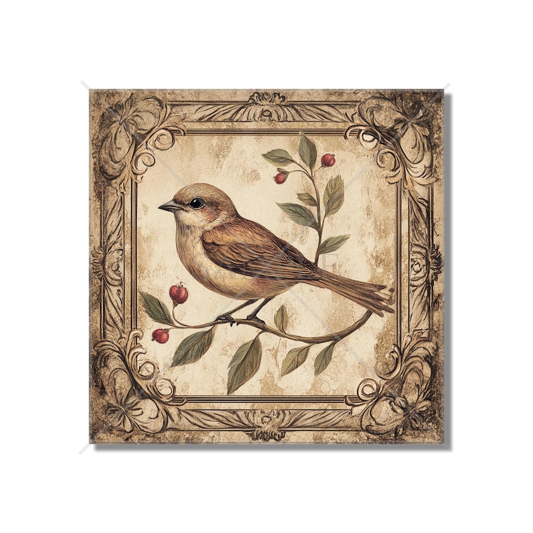 Vintage Bird Design Ceramic Tile - Ceramic Tiles With Birds - Bird ...