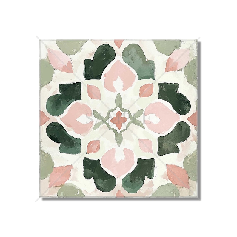 Pink and Green Vintage Design Ceramic Tile - Kitchen Backsplash Tile ...