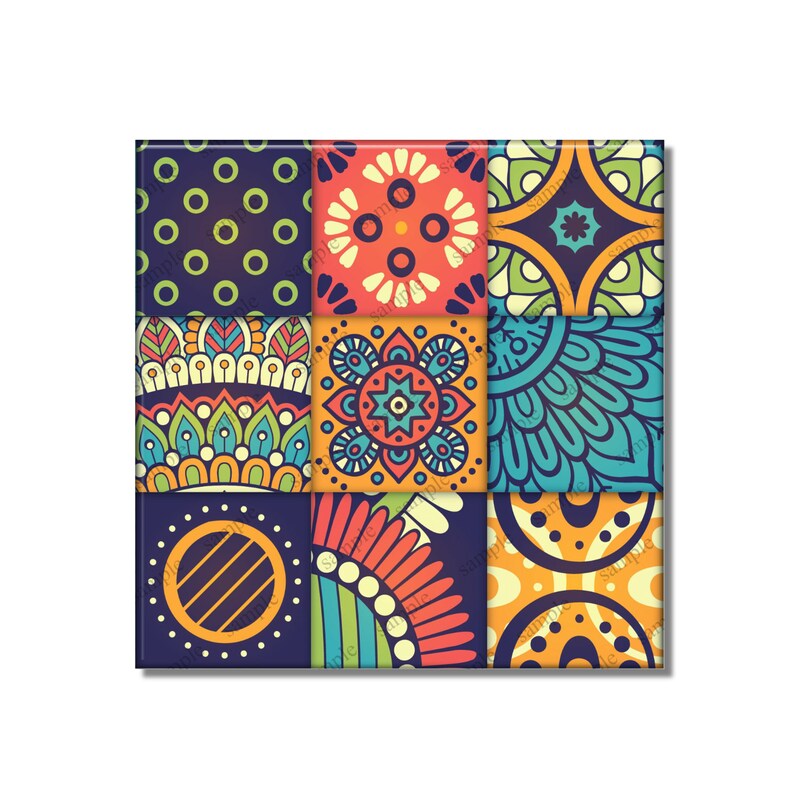 Patchwork Ceramic Wall Tiles Vintage Colors Mix 9 Piece | Etsy