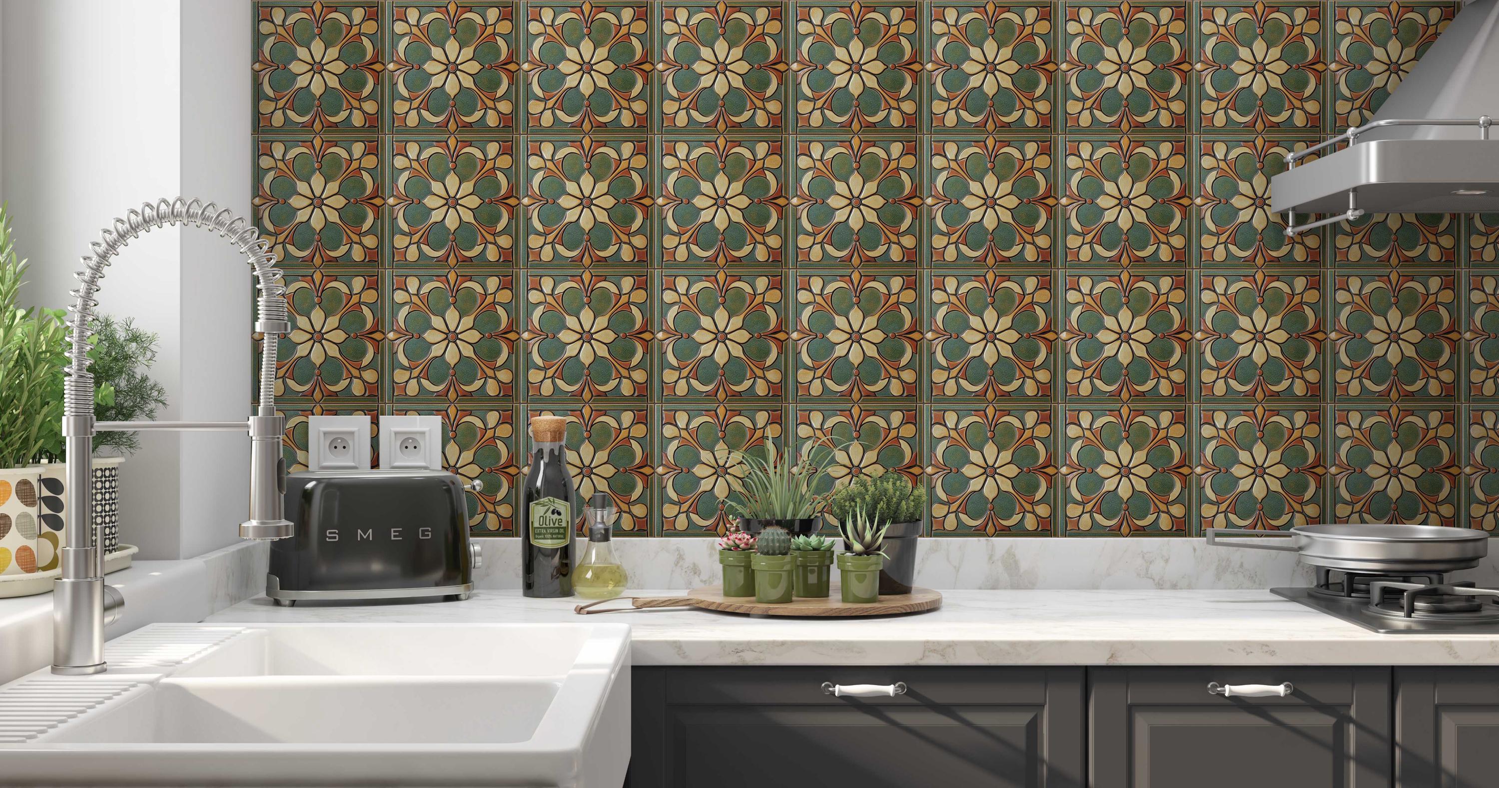 Green Rust Ceramic Tile - Kitchen Backsplash Tile - Bathroom Shower ...