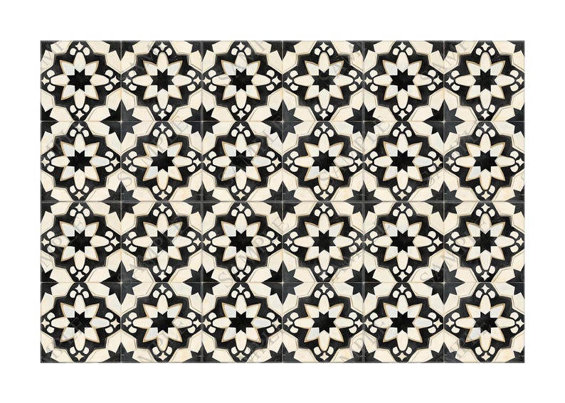 Black and Cream Ceramic Tile - Kitchen Backsplash Tile - Patterned ...