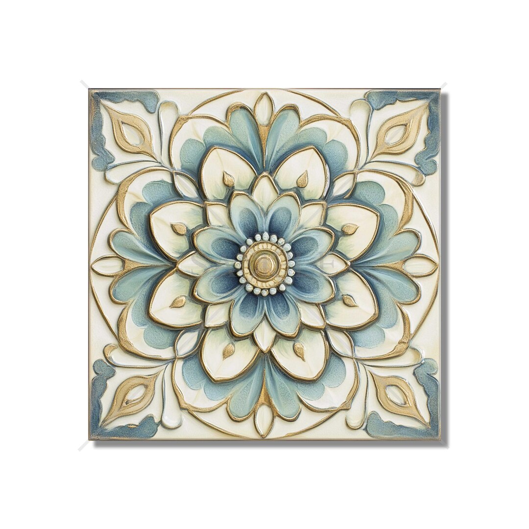 Antique Cream Blue Ceramic Tile Cream Patterned Kitchen Tile Patterned ...