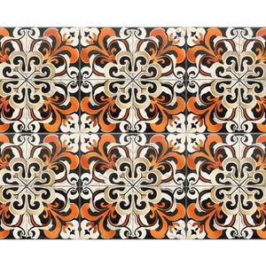 Orange and Black Ceramic Tile - Orange Kitchen Backsplash Tile ...