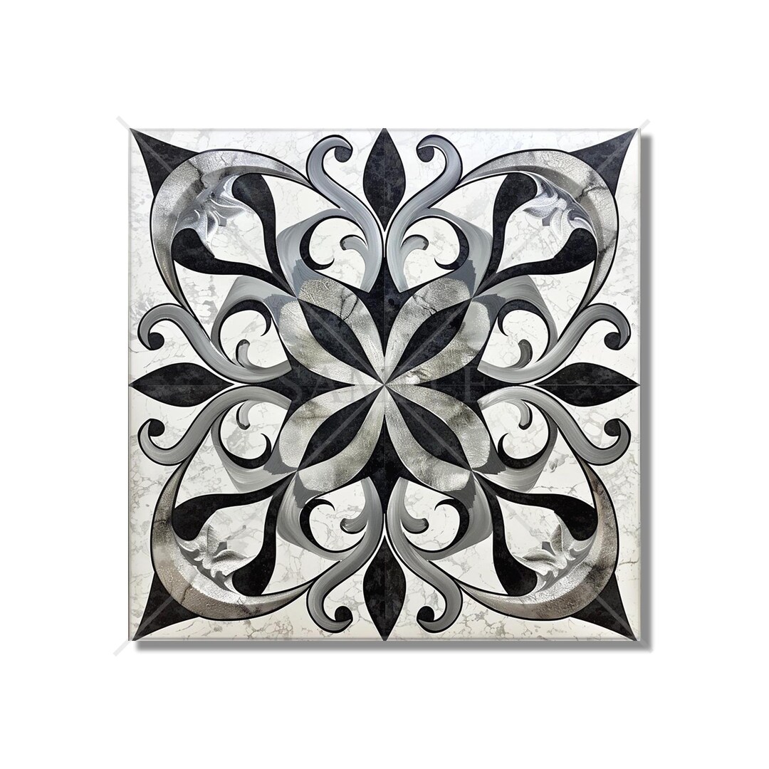 Gray and Black Ceramic Backsplash Tile - Patterned Grey Tile Design ...