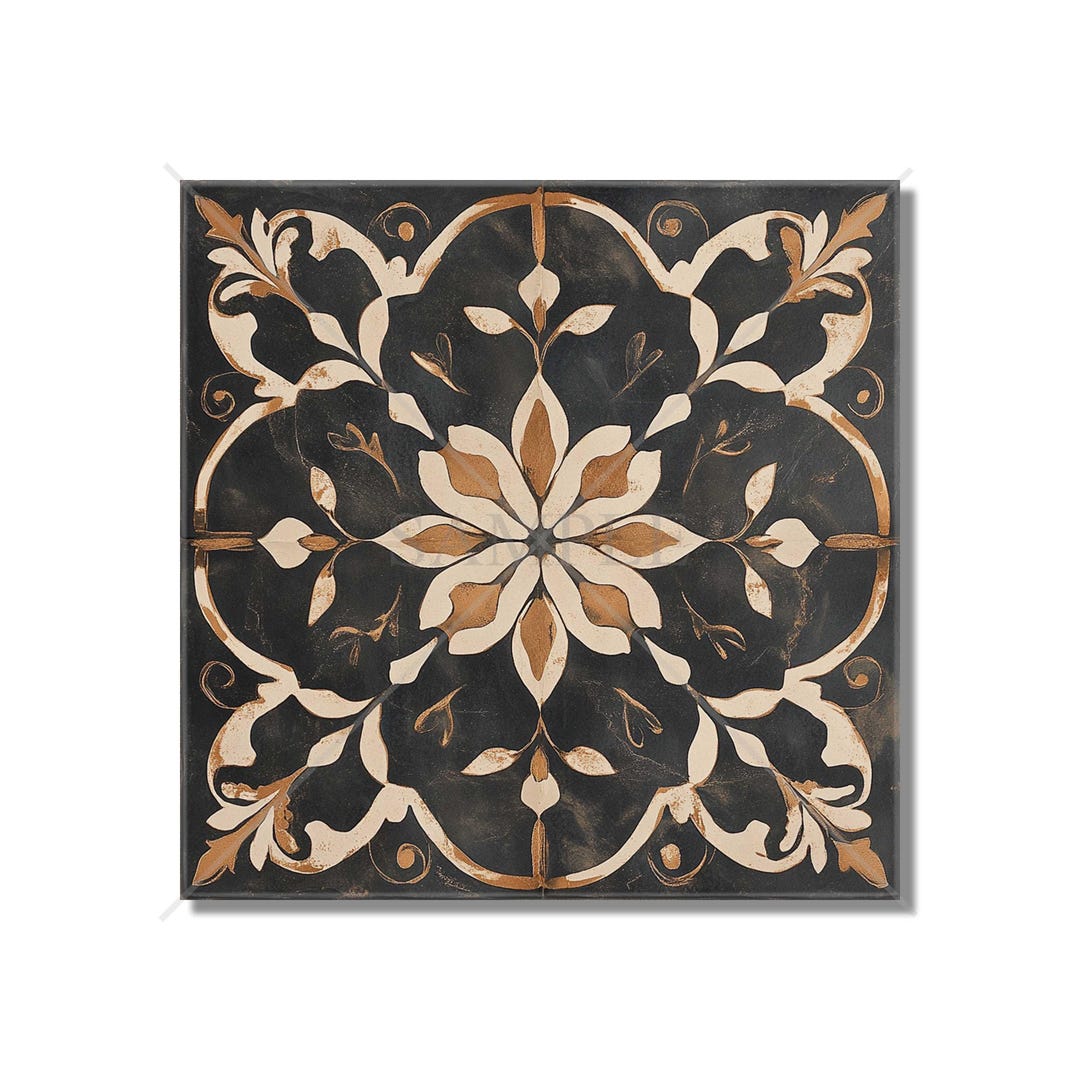 Aged Black & Rust Ceramic Tile - Vintage Patterned Kitchen Backsplash ...