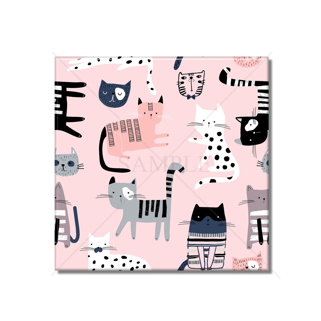 Cat Design Ceramic Tile - Cat Design Tile for Kitchen Backsplash and ...