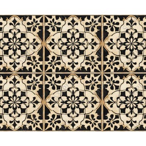 Black and Warm Cream Ceramic Tile Kitchen Backsplash Tile Decorative ...