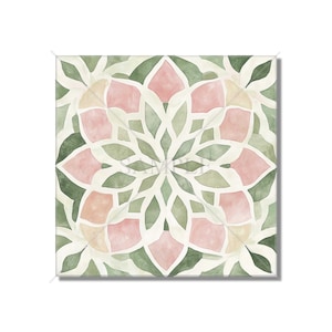 Pink and Green Vintage Design Ceramic Tile - Kitchen Backsplash Tile ...