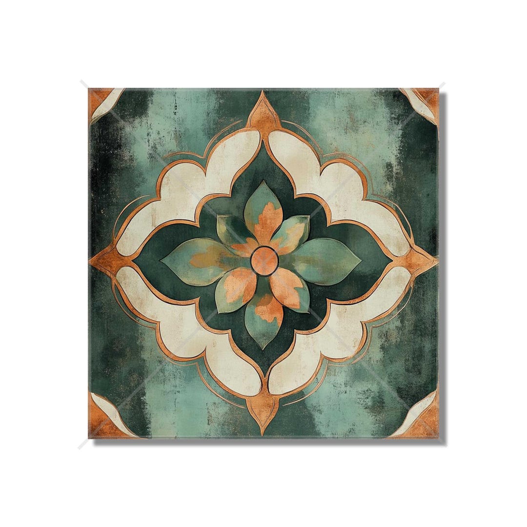 Green Copper Ceramic Tile - Vintage Aged Design Tile - Unique Green ...