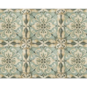 Green Patterned Ceramic Tile - Unique Patterned Green Kitchen ...