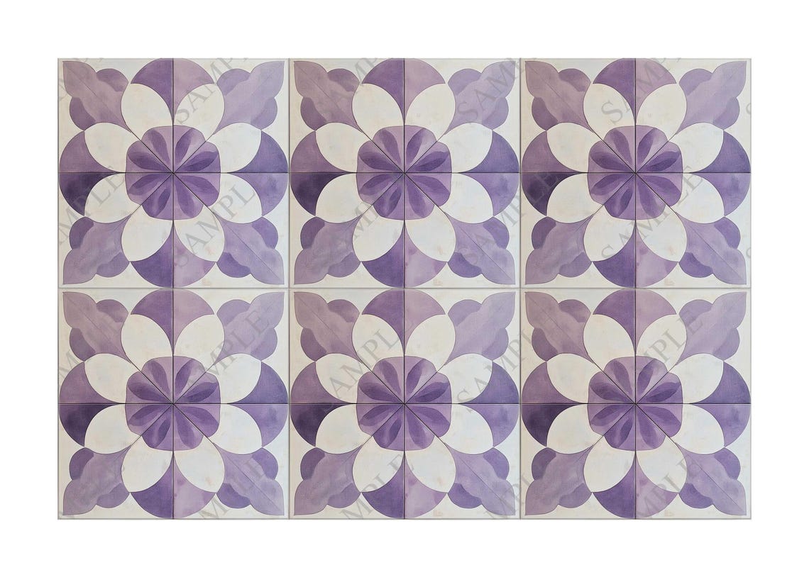 Dusty Lavender Ceramic Tile - Lavender Patterned Kitchen Backsplash ...