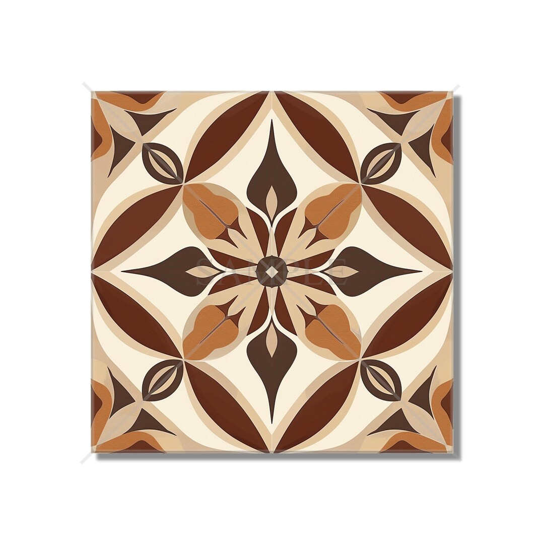 Brown Rust Patterned Ceramic Tile - Vintage Mid-century Design Tile ...