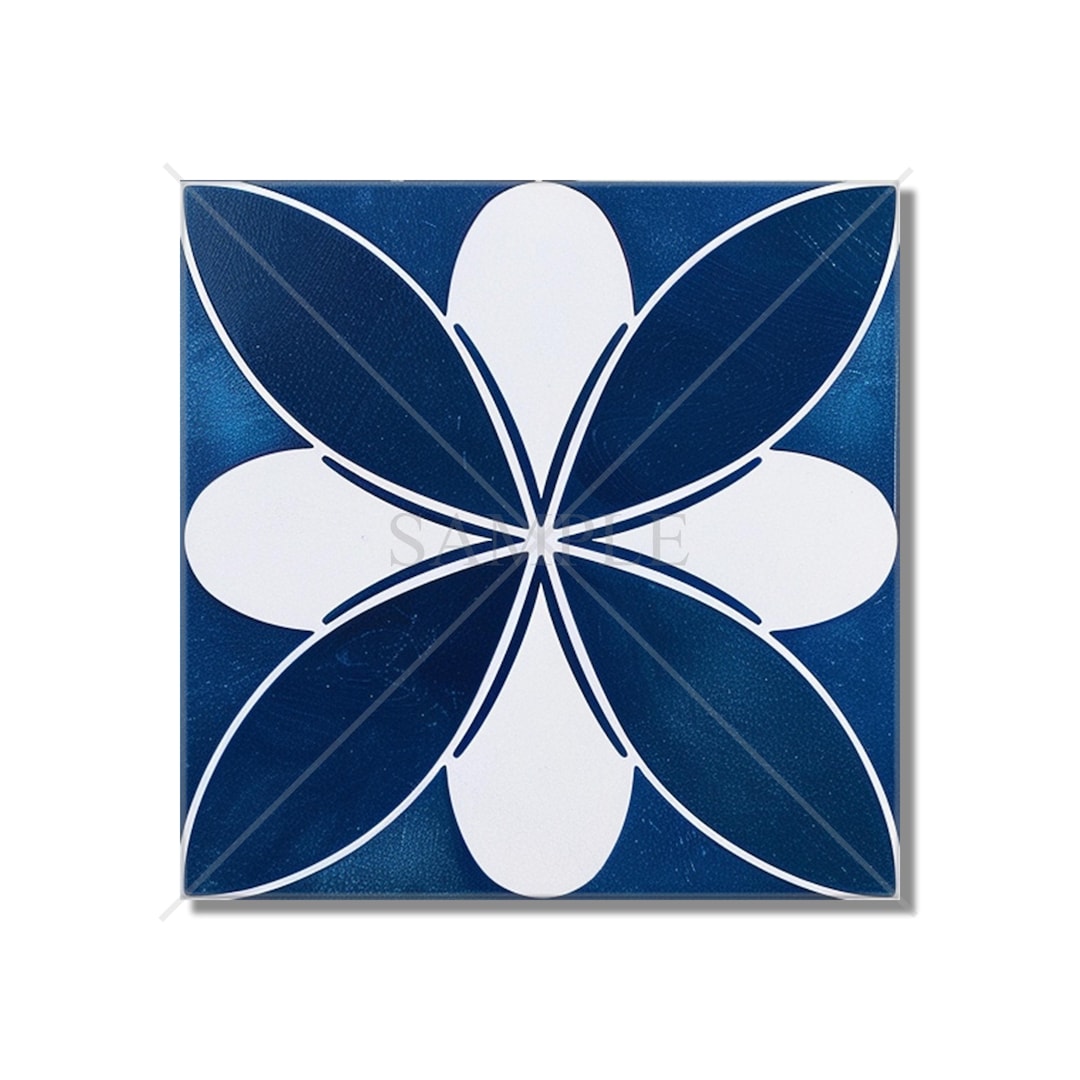Blue and White Patterned Ceramic Tile - Vintage Moroccan Tile Design ...