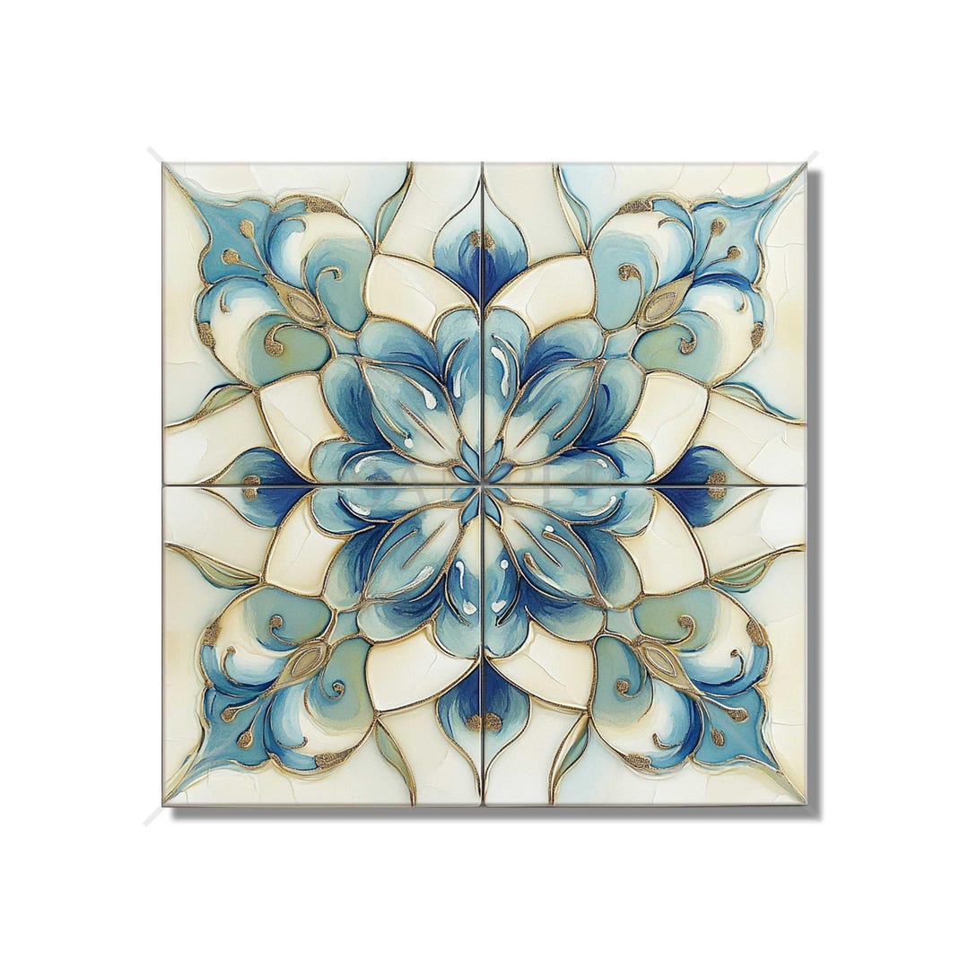 Blue Antique Design Ceramic Tile Patterned Blue Kitchen Backsplash Tile ...