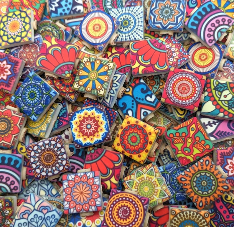 SALE 2 Pounds of Fun Bright Mixed Ceramic Mosaic Tiles - Mixed Mosaic ...