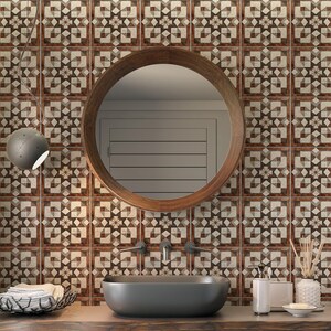 Mid-century Modern Design Tile Rust Copper Black Kitchen Backsplash ...