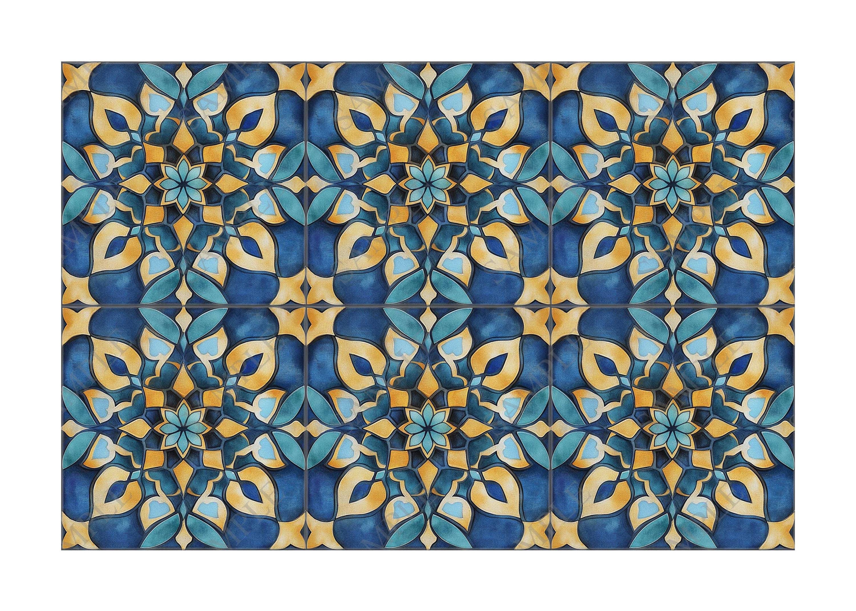 Blue and Gold Ceramic Tile - Unique Kitchen Backsplash Tile Blue ...