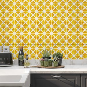 Yellow and White Ceramic Tile - Yellow Kitchen Tile - Yellow Backsplash ...