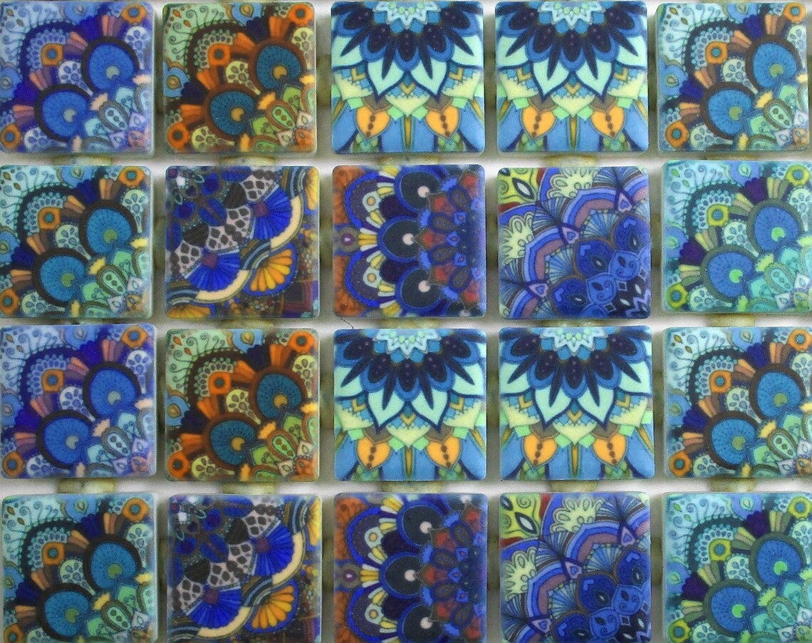 Mixed Ceramic Mosaic Tiles - Patterned Mosaic Tile Boho Moroccan Tile ...