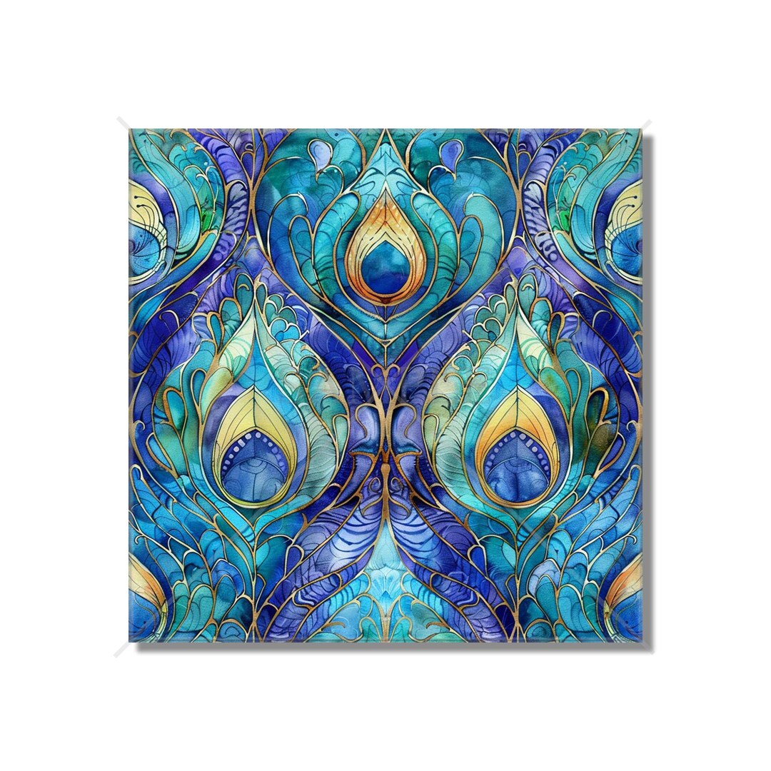 Blue Purple Peacock Design Ceramic Tile - Peacock Feather Tile Unique ...