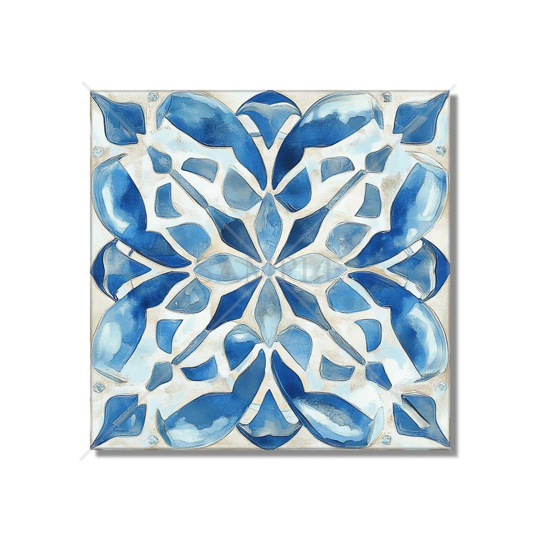 Blue and Beige Ceramic Tile - Blue Unique Kitchen Backsplash Tile ...