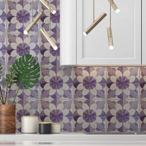 Dusty Lavender Ceramic Tile - Lavender Patterned Kitchen Backsplash ...