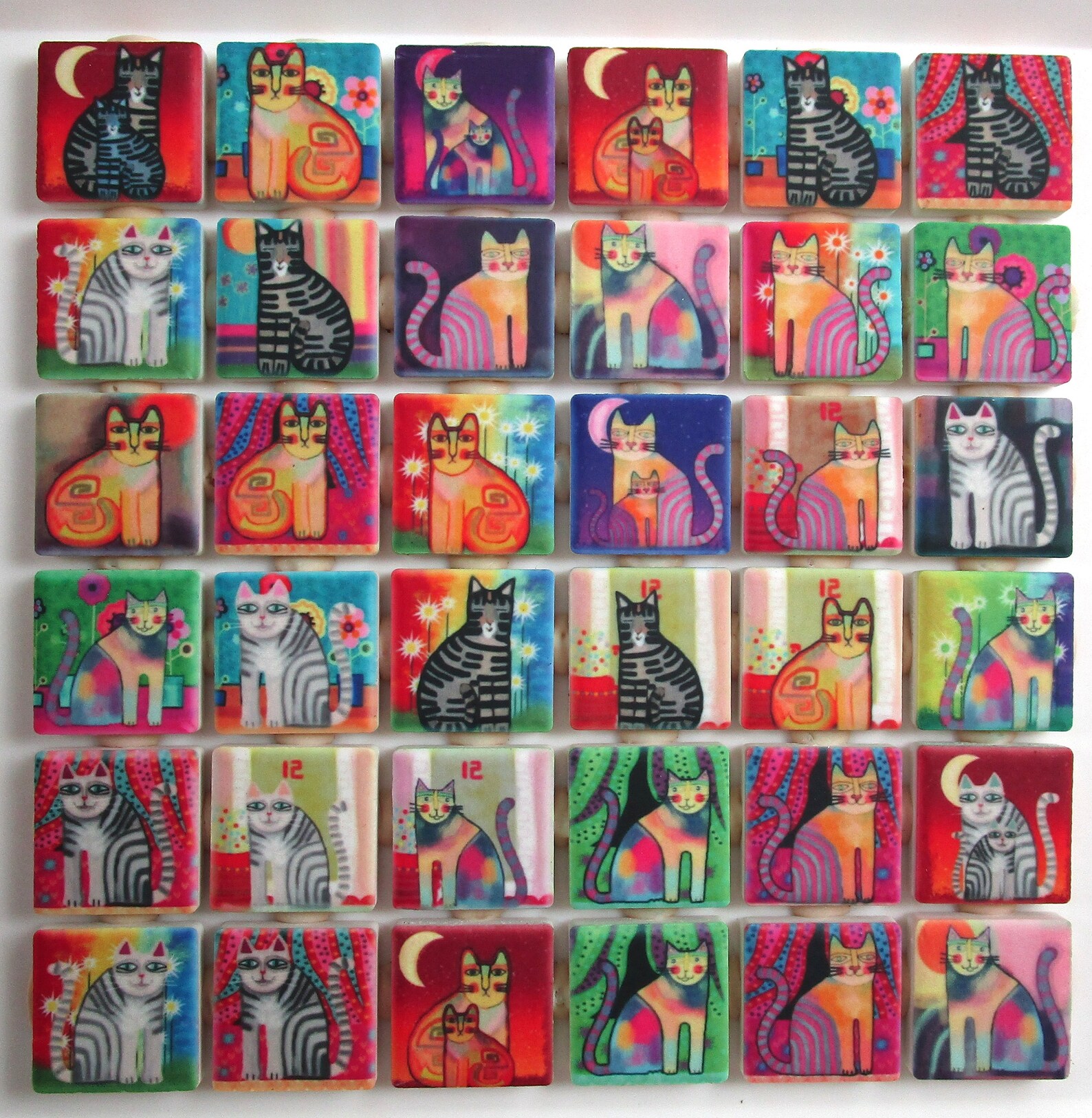 Funky Cats Art Design Cat Mosaic Tile Pieces Ceramic Mosaic - Etsy