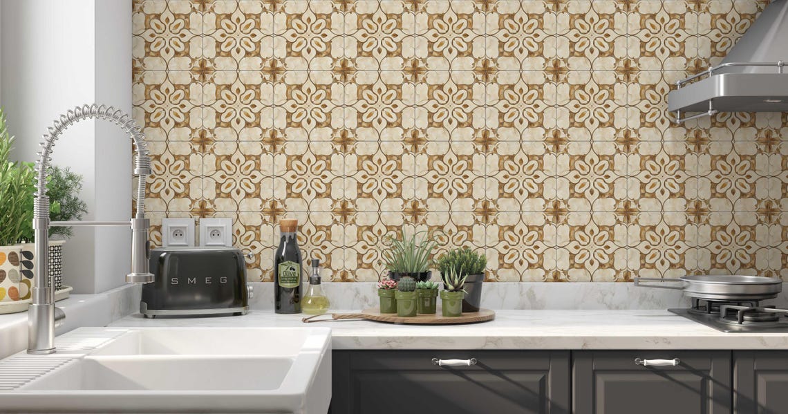 Ceramic Tile Neutral Tones Unique Patterned Kitchen Backsplash Tile ...