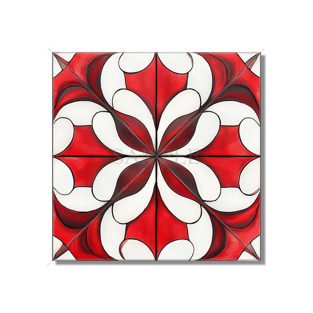 Red Patterned Ceramic Tile - Red Kitchen Backsplash Tile - Red Accent ...