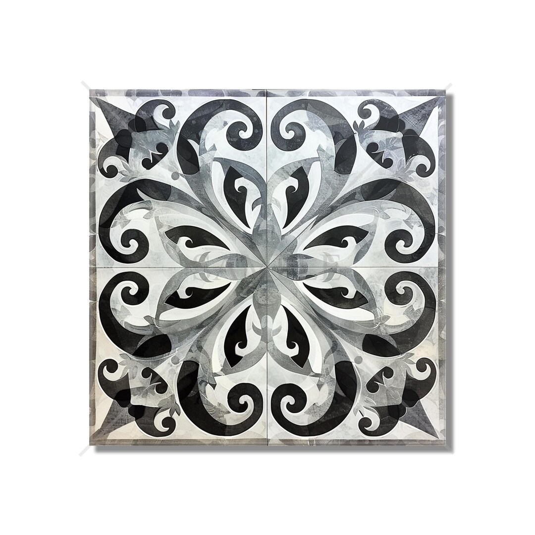 Grey and Black Ceramic Backsplash Tile - Patterned Grey Tile Design ...