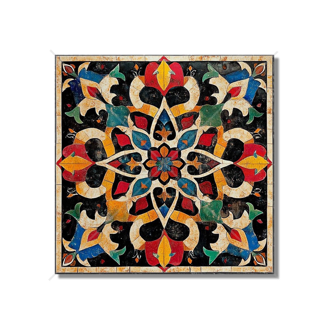 Vintage Moroccan Multi Colored Ceramic Tile - Bright Colors Kitchen ...