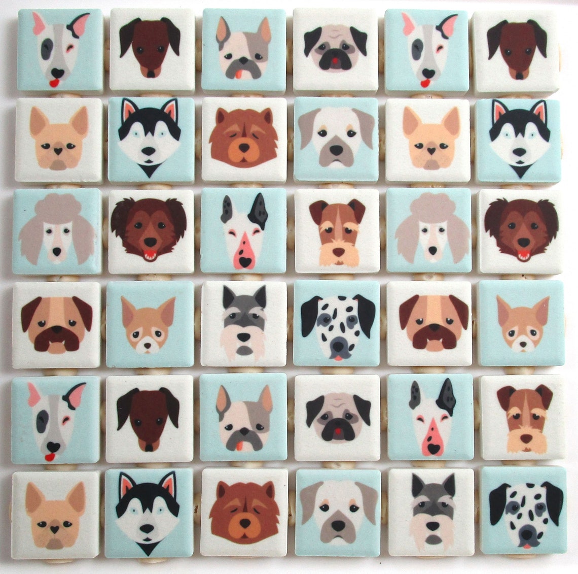 Dog Faces Mosaic - Ceramic Mosaic Tiles - 36 Pieces Dogs Mosaic Tile ...