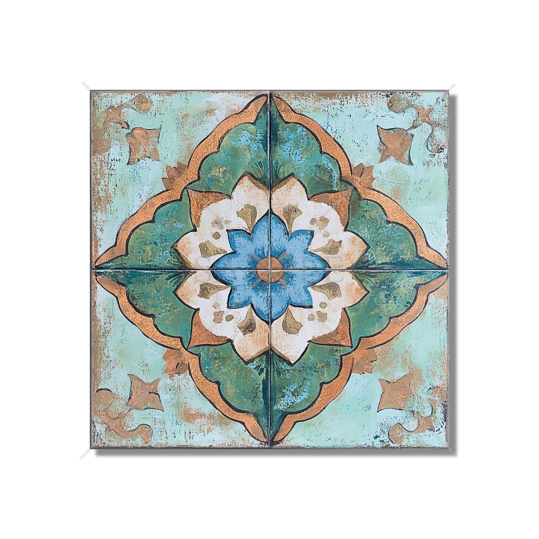 Mint Green Blue Copper Ceramic Tile - Vintage Moroccan Tile Design ...