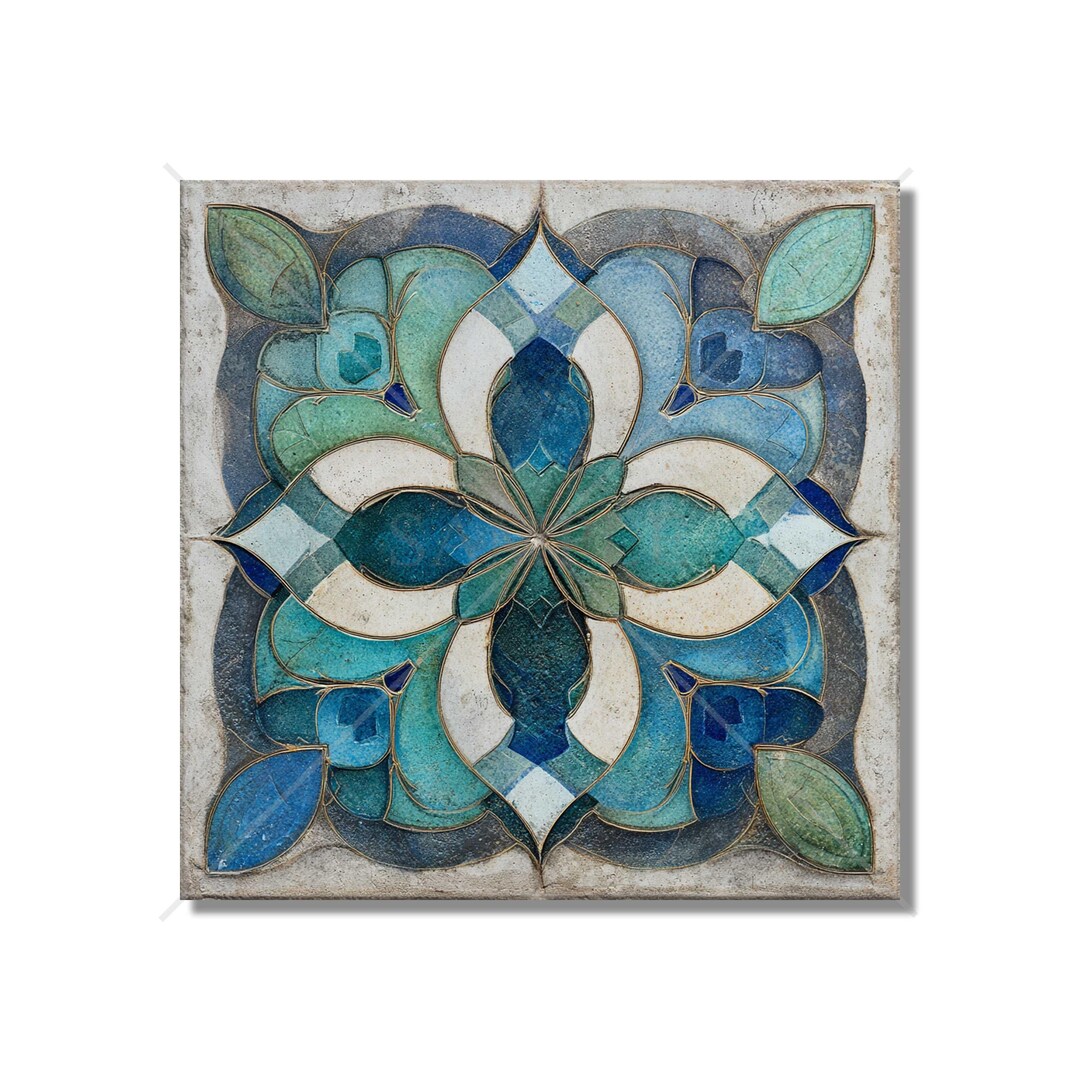 Blue Green Turquoise Ceramic Tile - Vintage Tile Design Turquoise ...