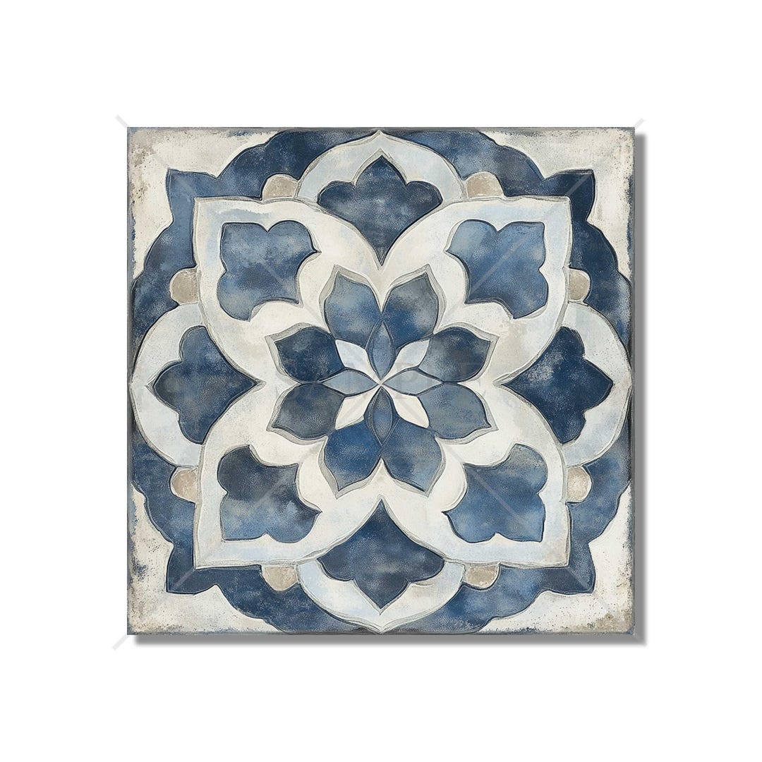Blue Grey Ceramic Tile Patterned Vintage Design Kitchen Backsplash ...