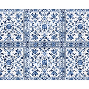 Blue and White Ceramic Tile - Vintage French Floral Tile Design - Blue ...