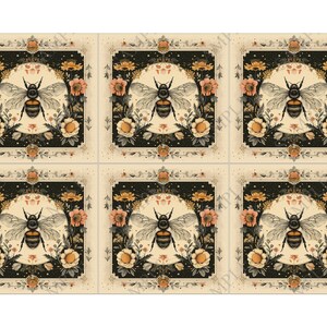Vintage Botanical Bee Design Ceramic Tile - Kitchen Backsplash Tile ...