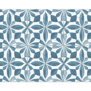 Blue and White Geometric Design Ceramic Tile - Unique Blue Kitchen ...